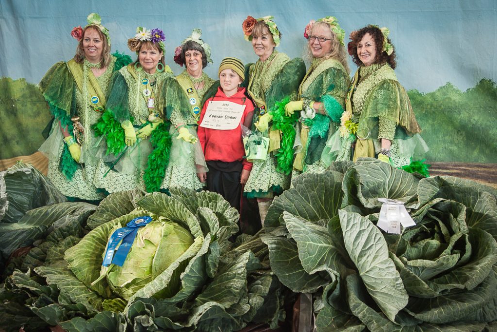 Keevan Dinkel with cabbage fairies - Alaska State Fair