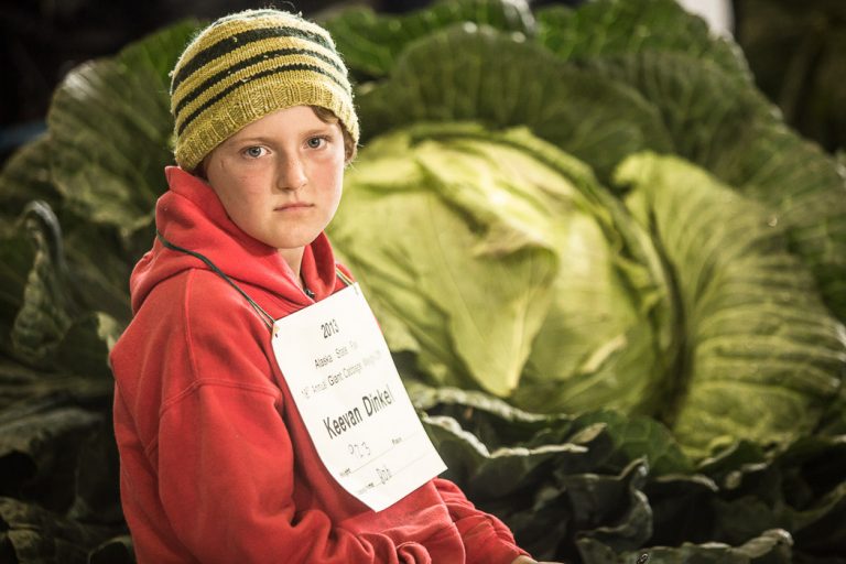 Keevan Dinkle cabbage weigh-off winner - Alaska State Fair